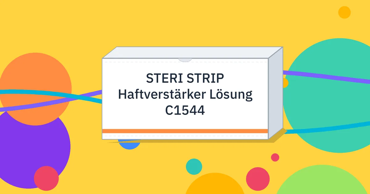 Symbolbild: Packung mit der Aufschrift STERI STRIP Haftverstärker Lösung C1544 (PZN 08754566) – Verfügbarkeit und Bezug in Apotheken in Frankfurt am Main