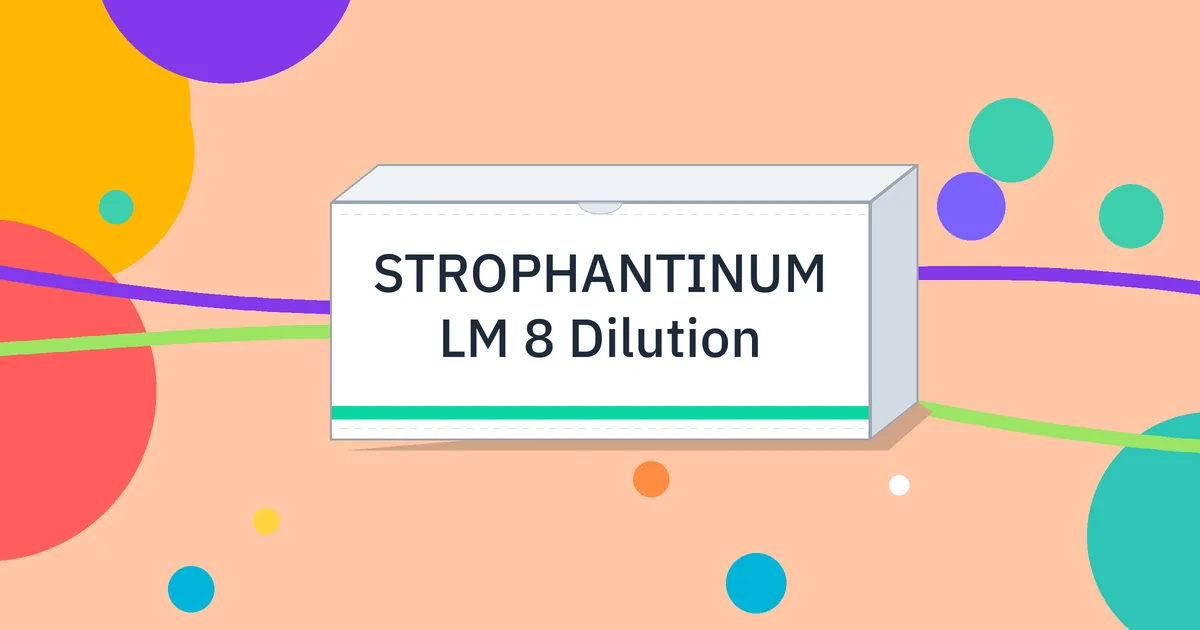 Symbolbild: Packung mit der Aufschrift STROPHANTINUM LM 8 Dilution (PZN 13684477) – Verfügbarkeit und Bezug in Apotheken in Frankfurt am Main