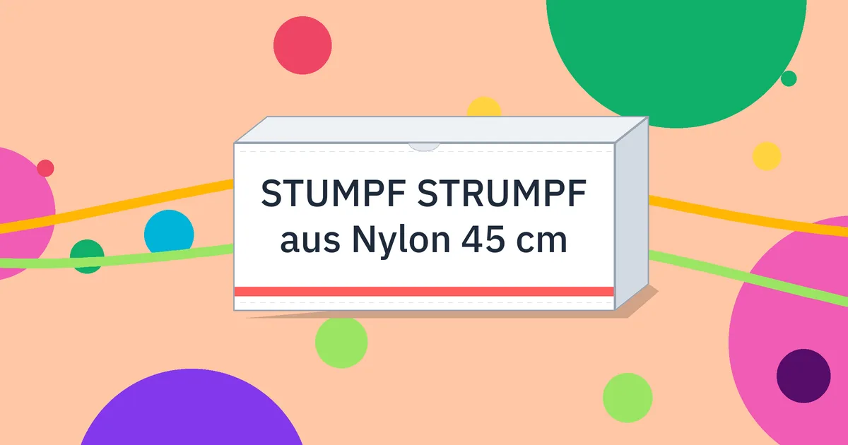 Symbolbild: Packung mit der Aufschrift STUMPF STRUMPF aus Nylon 45 cm (PZN 01978707) – Verfügbarkeit und Bezug in Apotheken in Frankfurt am Main