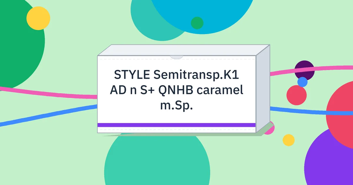 Symbolbild: Packung mit der Aufschrift STYLE Semitransp.K1 AD n S+ QNHB caramel m.Sp. (PZN 18870351) – Verfügbarkeit und Bezug in Apotheken in Frankfurt am Main
