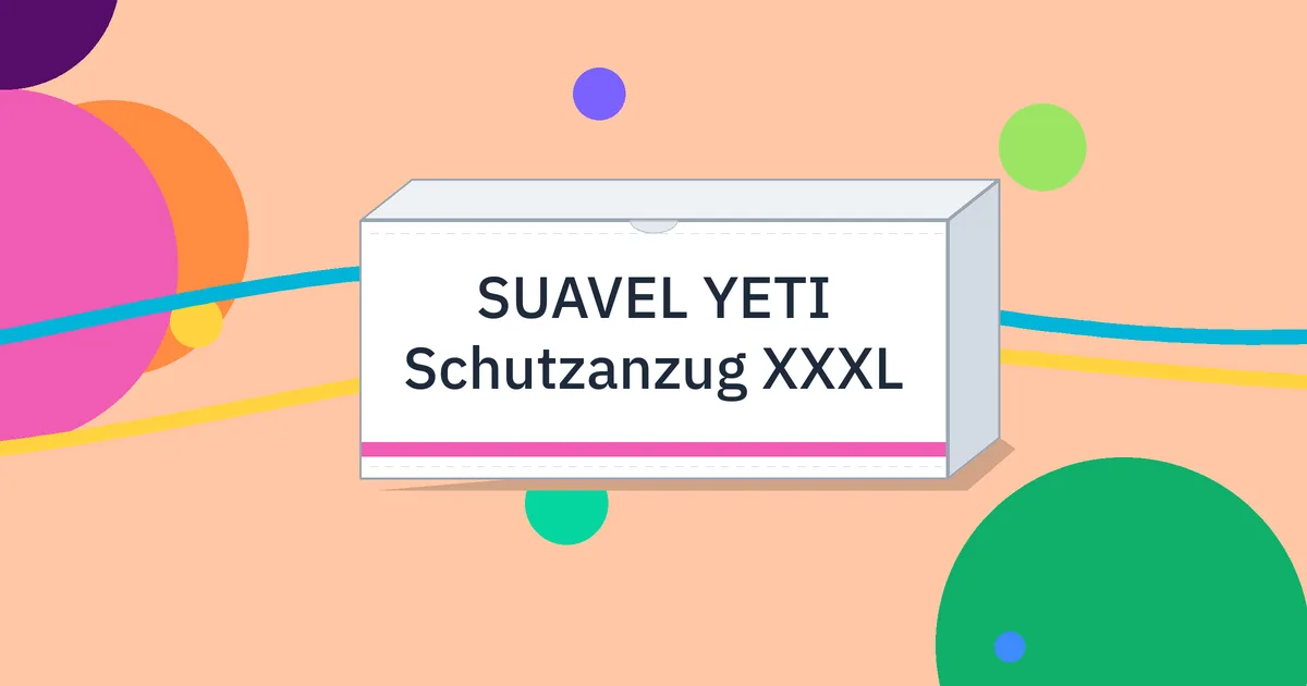 Symbolbild: Packung mit der Aufschrift SUAVEL YETI Schutzanzug XXXL (PZN 18153112) – Verfügbarkeit und Bezug in Apotheken in Frankfurt am Main