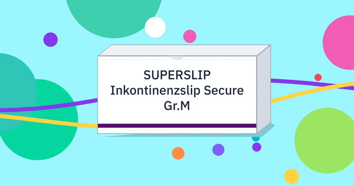 Symbolbild: Packung mit der Aufschrift SUPERSLIP Inkontinenzslip Secure Gr.M (PZN 19396325) – Verfügbarkeit und Bezug in Apotheken in Frankfurt am Main