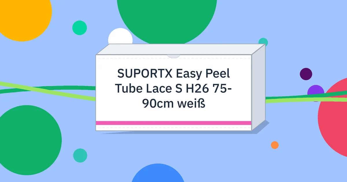 Symbolbild: Packung mit der Aufschrift SUPORTX Easy Peel Tube Lace S H26 75-90cm weiß (PZN 19163377) – Verfügbarkeit und Bezug in Apotheken in Frankfurt am Main