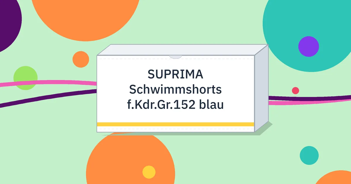 Symbolbild: Packung mit der Aufschrift SUPRIMA Schwimmshorts f.Kdr.Gr.152 blau (PZN 02402091) – Verfügbarkeit und Bezug in Apotheken in Frankfurt am Main