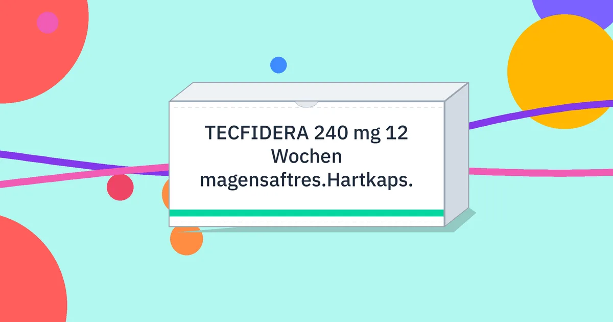 Symbolbild: Packung mit der Aufschrift TECFIDERA 240 mg 12 Wochen magensaftres.Hartkaps. (PZN 18802786) – Verfügbarkeit und Bezug in Apotheken in Frankfurt am Main