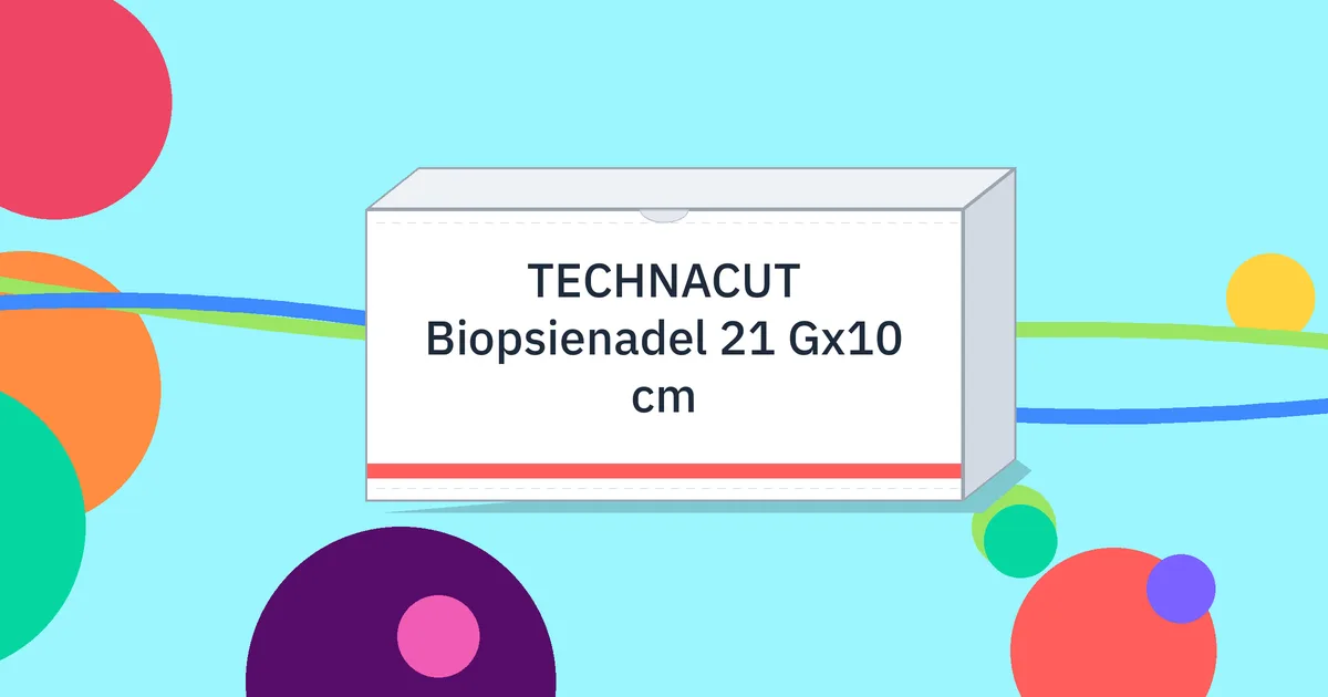 Symbolbild: Packung mit der Aufschrift TECHNACUT Biopsienadel 21 Gx10 cm (PZN 06771804) – Verfügbarkeit und Bezug in Apotheken in Frankfurt am Main