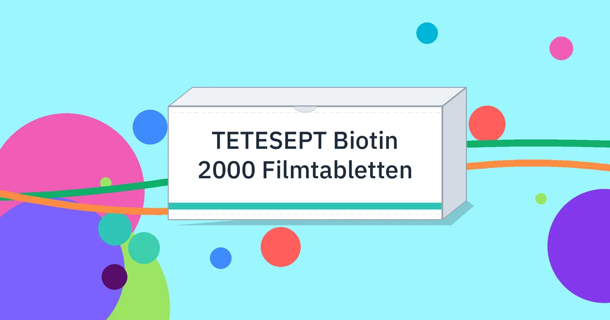 Symbolbild: Packung mit der Aufschrift TETESEPT Biotin 2000 Filmtabletten (PZN 19390995) – Verfügbarkeit und Bezug in Apotheken in Frankfurt am Main