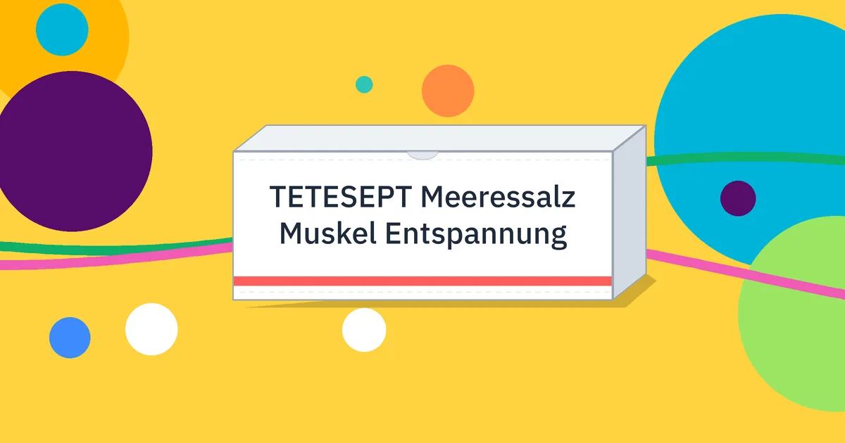 Symbolbild: Packung mit der Aufschrift TETESEPT Meeressalz Muskel Entspannung (PZN 14170131) – Verfügbarkeit und Bezug in Apotheken in Frankfurt am Main