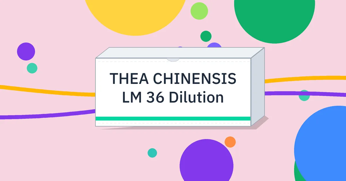 Symbolbild: Packung mit der Aufschrift THEA CHINENSIS LM 36 Dilution (PZN 13219527) – Verfügbarkeit und Bezug in Apotheken in Frankfurt am Main