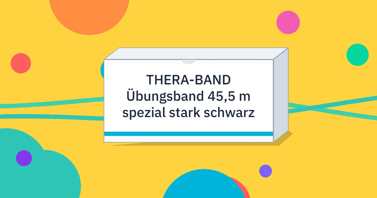 Symbolbild: Packung mit der Aufschrift THERA-BAND Übungsband 45,5 m spezial stark schwarz (PZN 00380333) – Verfügbarkeit und Bezug in Apotheken in Frankfurt am Main