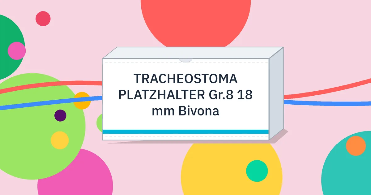 Symbolbild: Packung mit der Aufschrift TRACHEOSTOMA PLATZHALTER Gr.8 18 mm Bivona (PZN 02336052) – Verfügbarkeit und Bezug in Apotheken in Frankfurt am Main