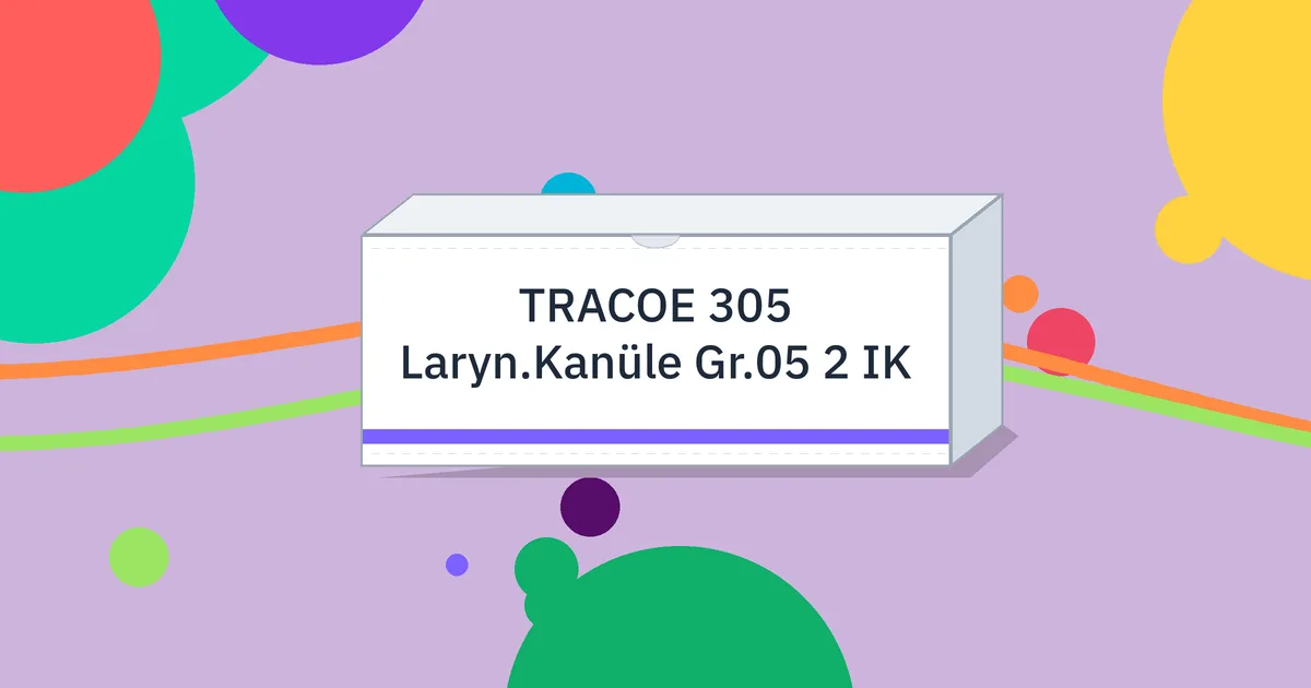 Symbolbild: Packung mit der Aufschrift TRACOE 305 Laryn.Kanüle Gr.05 2 IK (PZN 00920284) – Verfügbarkeit und Bezug in Apotheken in Frankfurt am Main
