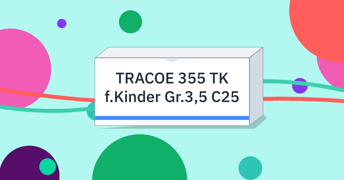 Symbolbild: Packung mit der Aufschrift TRACOE 355 TK f.Kinder Gr.3,5 C25 (PZN 11643959) – Verfügbarkeit und Bezug in Apotheken in Frankfurt am Main