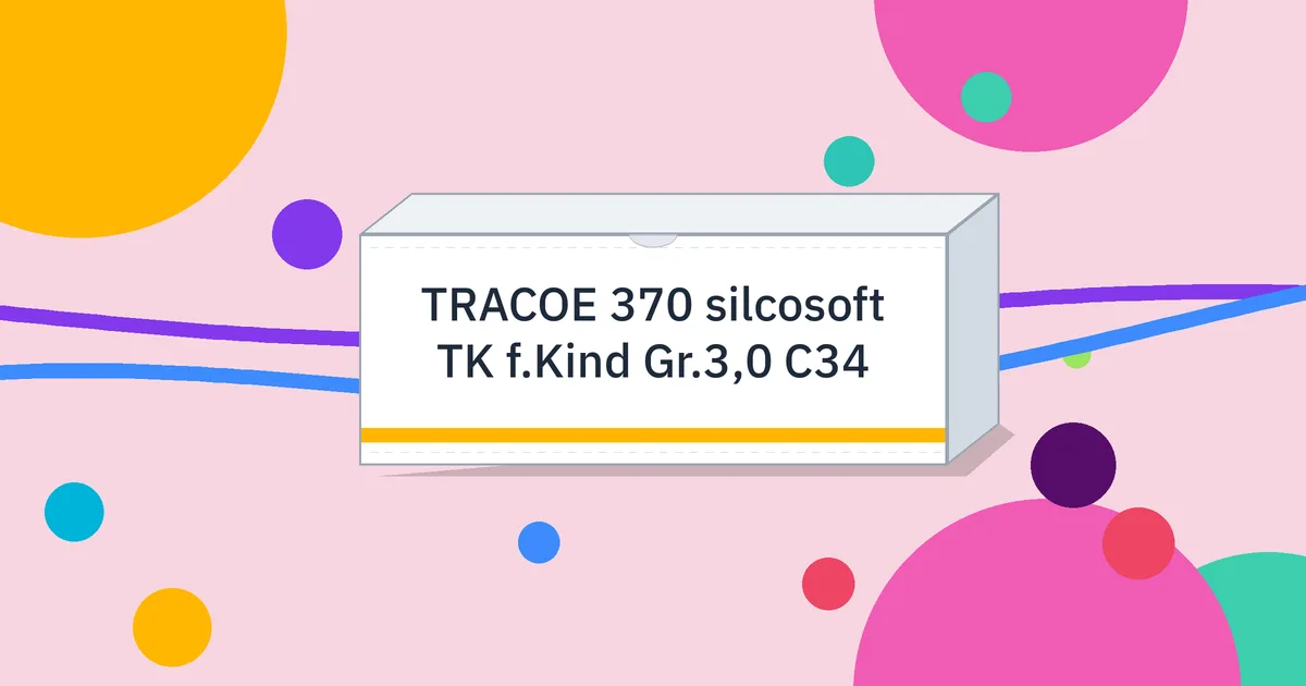 Symbolbild: Packung mit der Aufschrift TRACOE 370 silcosoft TK f.Kind Gr.3,0 C34 (PZN 14314110) – Verfügbarkeit und Bezug in Apotheken in Frankfurt am Main
