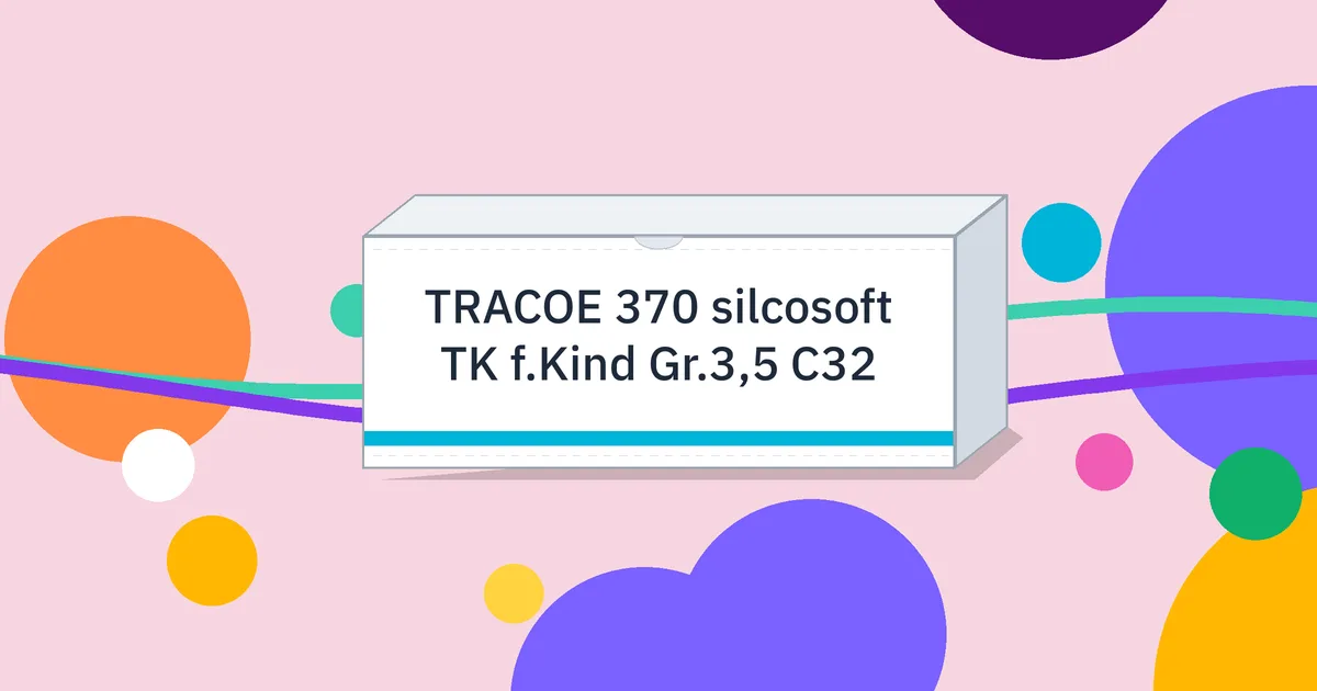 Symbolbild: Packung mit der Aufschrift TRACOE 370 silcosoft TK f.Kind Gr.3,5 C32 (PZN 14314268) – Verfügbarkeit und Bezug in Apotheken in Frankfurt am Main