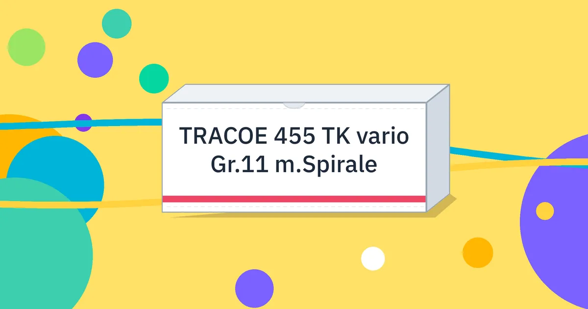Symbolbild: Packung mit der Aufschrift TRACOE 455 TK vario Gr.11 m.Spirale (PZN 02364255) – Verfügbarkeit und Bezug in Apotheken in Frankfurt am Main