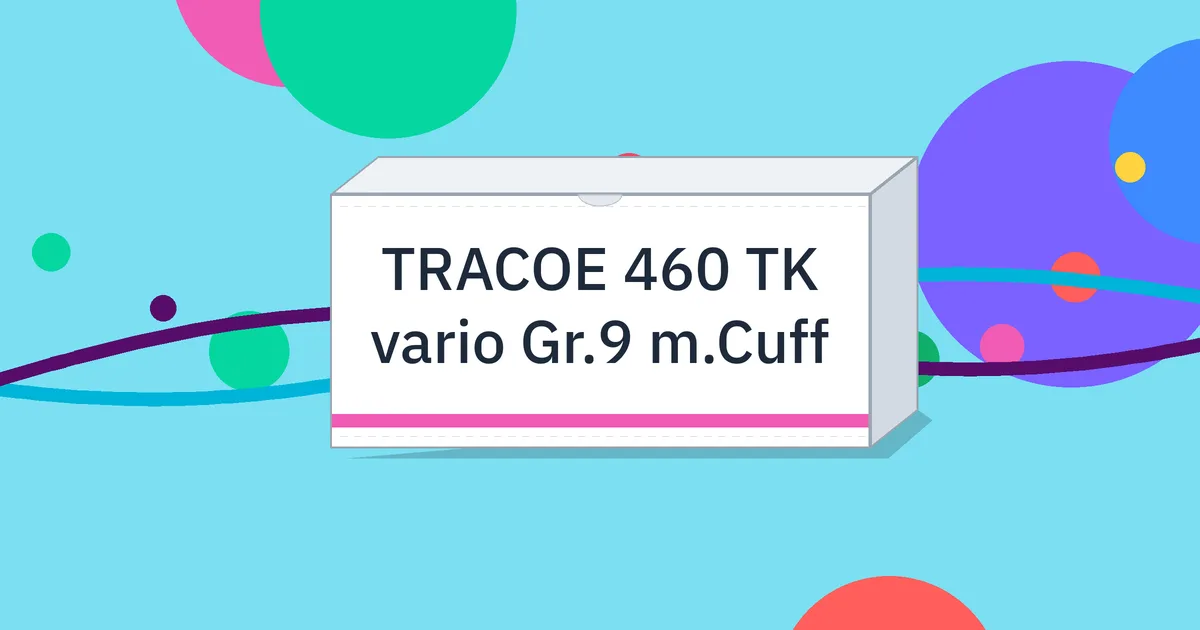 Symbolbild: Packung mit der Aufschrift TRACOE 460 TK vario Gr.9 m.Cuff (PZN 02364462) – Verfügbarkeit und Bezug in Apotheken in Frankfurt am Main