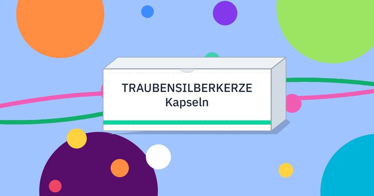 Symbolbild: Packung mit der Aufschrift TRAUBENSILBERKERZE Kapseln (PZN 07335672) – Verfügbarkeit und Bezug in Apotheken in Frankfurt am Main