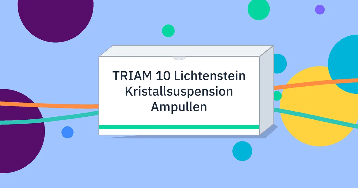 Symbolbild: Packung mit der Aufschrift TRIAM 10 Lichtenstein Kristallsuspension Ampullen (PZN 04692704) – Verfügbarkeit und Bezug in Apotheken in Frankfurt am Main