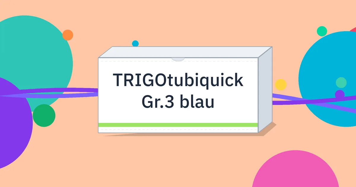 Symbolbild: Packung mit der Aufschrift TRIGOtubiquick Gr.3 blau (PZN 18001916) – Verfügbarkeit und Bezug in Apotheken in Frankfurt am Main