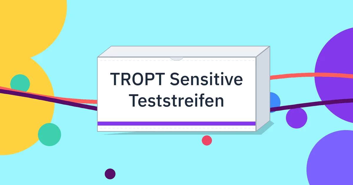 Symbolbild: Packung mit der Aufschrift TROPT Sensitive Teststreifen (PZN 08420724) – Verfügbarkeit und Bezug in Apotheken in Frankfurt am Main