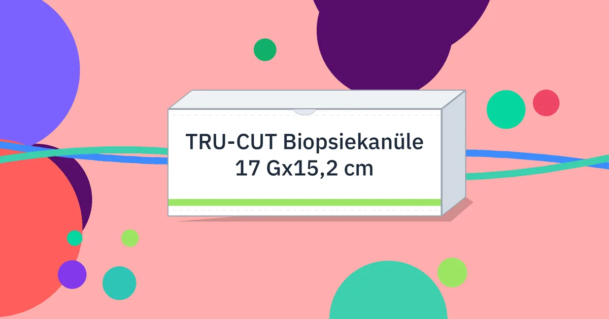Symbolbild: Packung mit der Aufschrift TRU-CUT Biopsiekanüle 17 Gx15,2 cm (PZN 00284888) – Verfügbarkeit und Bezug in Apotheken in Frankfurt am Main