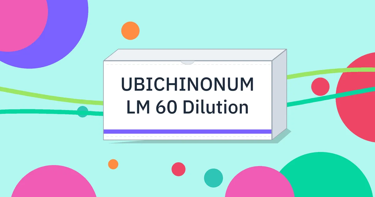 Symbolbild: Packung mit der Aufschrift UBICHINONUM LM 60 Dilution (PZN 13255061) – Verfügbarkeit und Bezug in Apotheken in Frankfurt am Main