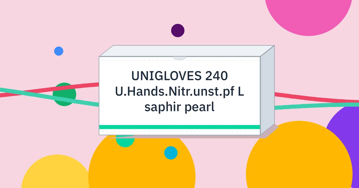 Symbolbild: Packung mit der Aufschrift UNIGLOVES 240 U.Hands.Nitr.unst.pf L saphir pearl (PZN 18102072) – Verfügbarkeit und Bezug in Apotheken in Frankfurt am Main