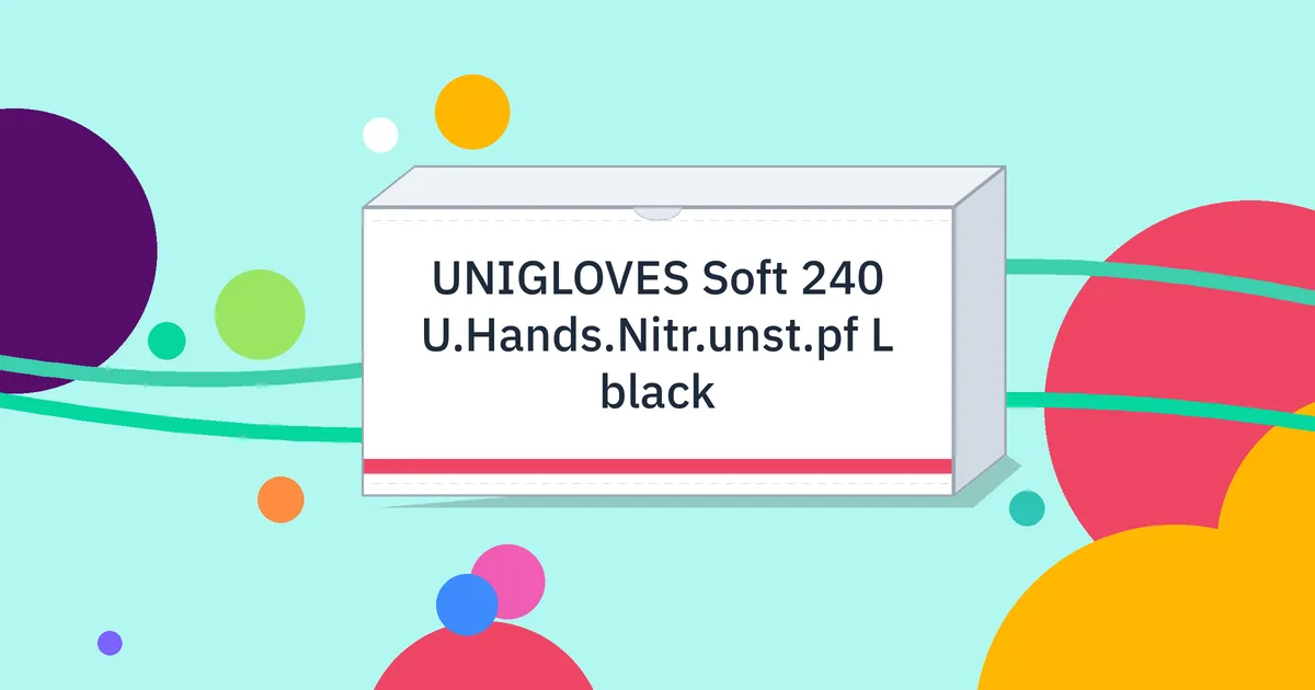 Symbolbild: Packung mit der Aufschrift UNIGLOVES Soft 240 U.Hands.Nitr.unst.pf L black (PZN 18102669) – Verfügbarkeit und Bezug in Apotheken in Frankfurt am Main