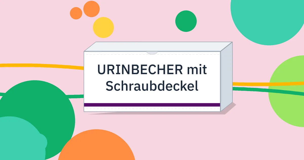 Symbolbild: Packung mit der Aufschrift URINBECHER mit Schraubdeckel (PZN 02771173) – Verfügbarkeit und Bezug in Apotheken in Frankfurt am Main