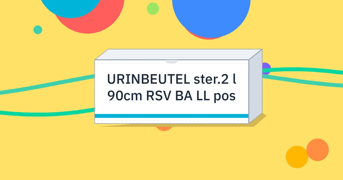 Symbolbild: Packung mit der Aufschrift URINBEUTEL ster.2 l 90cm RSV BA LL pos (PZN 17489465) – Verfügbarkeit und Bezug in Apotheken in Frankfurt am Main