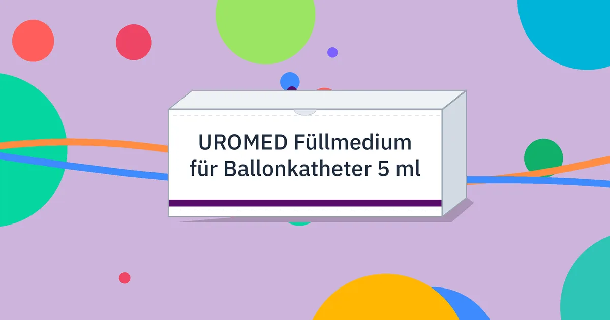 Symbolbild: Packung mit der Aufschrift UROMED Füllmedium für Ballonkatheter 5 ml (PZN 07521558) – Verfügbarkeit und Bezug in Apotheken in Frankfurt am Main