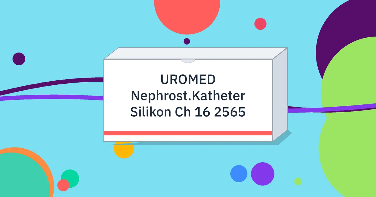 Symbolbild: Packung mit der Aufschrift UROMED Nephrost.Katheter Silikon Ch 16 2565 (PZN 03281258) – Verfügbarkeit und Bezug in Apotheken in Frankfurt am Main