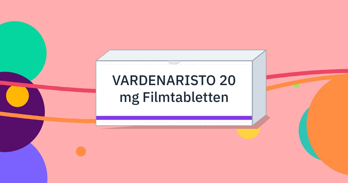 Symbolbild: Packung mit der Aufschrift VARDENARISTO 20 mg Filmtabletten (PZN 14131579) – Verfügbarkeit und Bezug in Apotheken in Frankfurt am Main