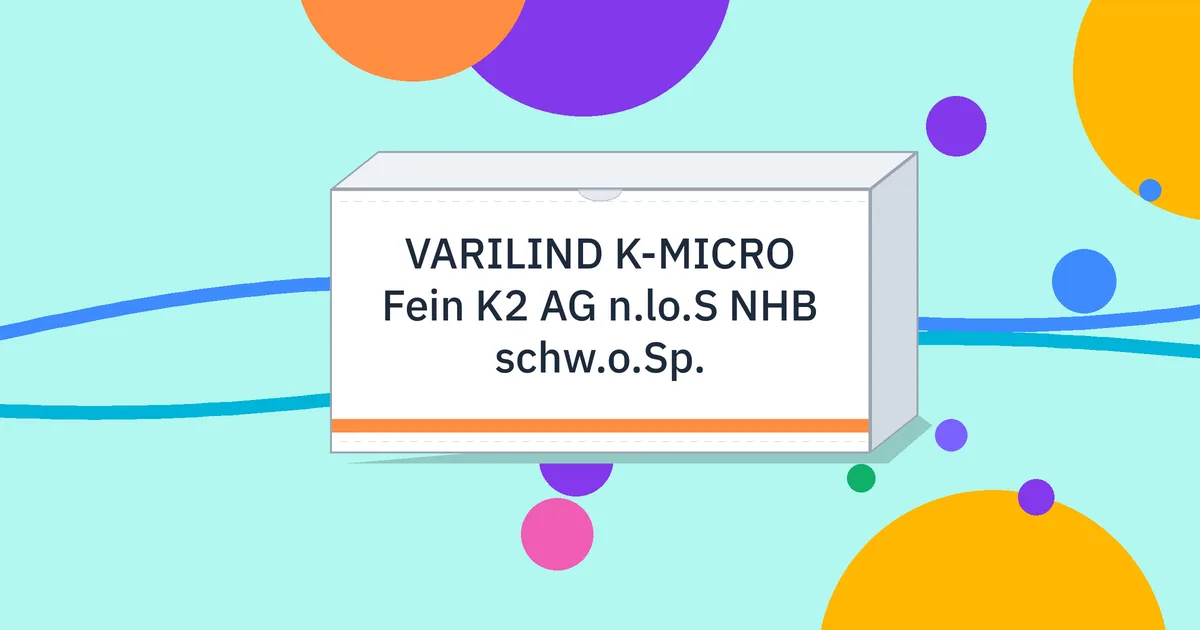 Symbolbild: Packung mit der Aufschrift VARILIND K-MICRO Fein K2 AG n.lo.S NHB schw.o.Sp. (PZN 20556745) – Verfügbarkeit und Bezug in Apotheken in Frankfurt am Main