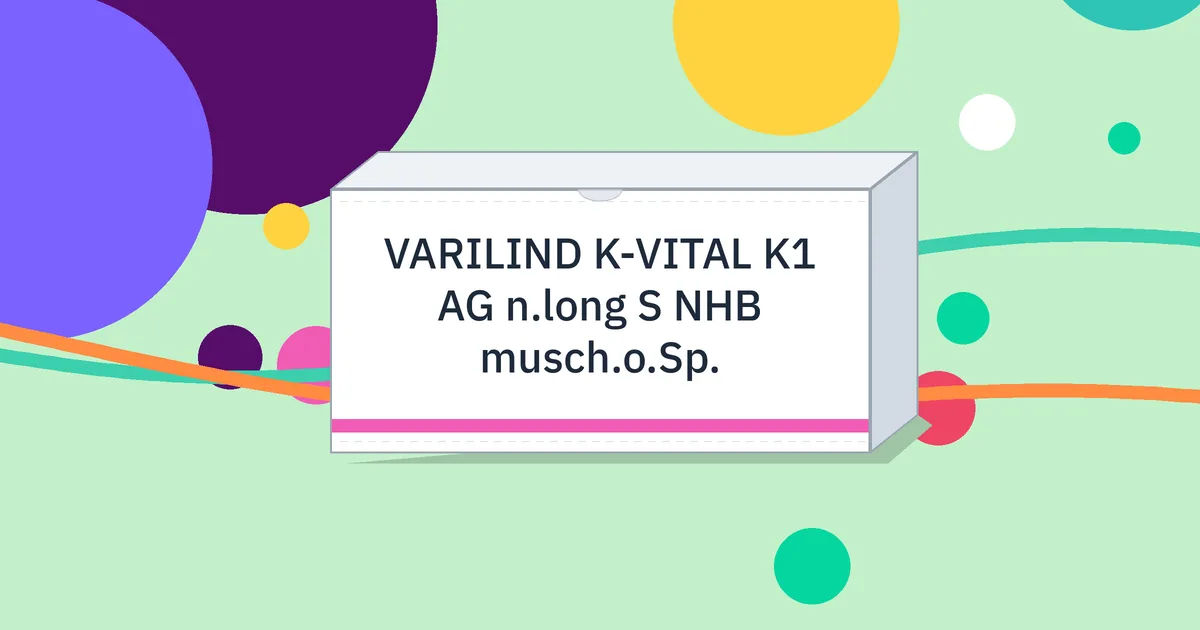 Symbolbild: Packung mit der Aufschrift VARILIND K-VITAL K1 AG n.long S NHB musch.o.Sp. (PZN 20564041) – Verfügbarkeit und Bezug in Apotheken in Frankfurt am Main