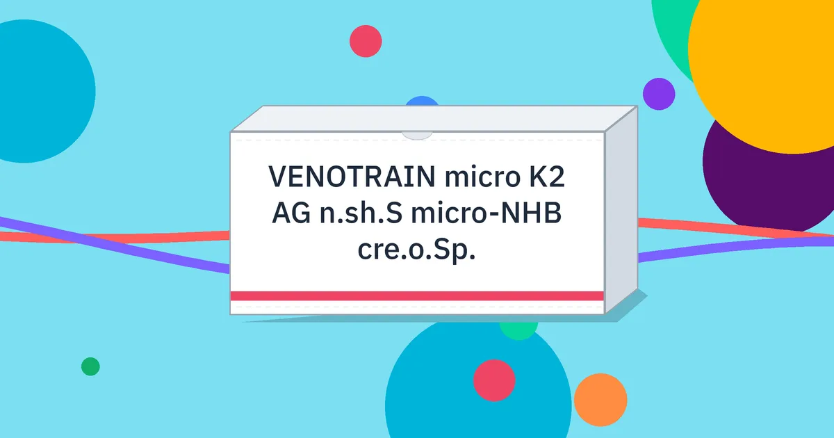 Symbolbild: Packung mit der Aufschrift VENOTRAIN micro K2 AG n.sh.S micro-NHB cre.o.Sp. (PZN 16065071) – Verfügbarkeit und Bezug in Apotheken in Frankfurt am Main
