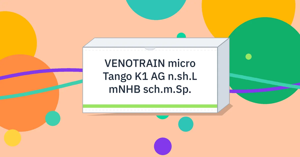 Symbolbild: Packung mit der Aufschrift VENOTRAIN micro Tango K1 AG n.sh.L mNHB sch.m.Sp. (PZN 17762174) – Verfügbarkeit und Bezug in Apotheken in Frankfurt am Main