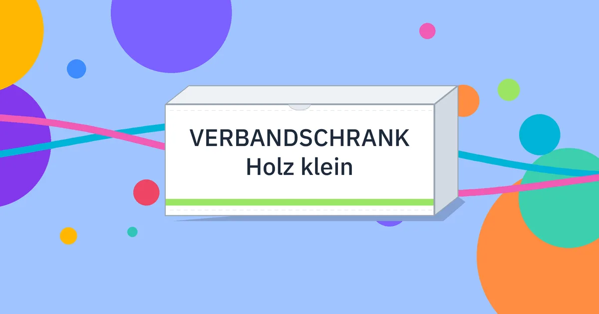 Symbolbild: Packung mit der Aufschrift VERBANDSCHRANK Holz klein (PZN 01723628) – Verfügbarkeit und Bezug in Apotheken in Frankfurt am Main