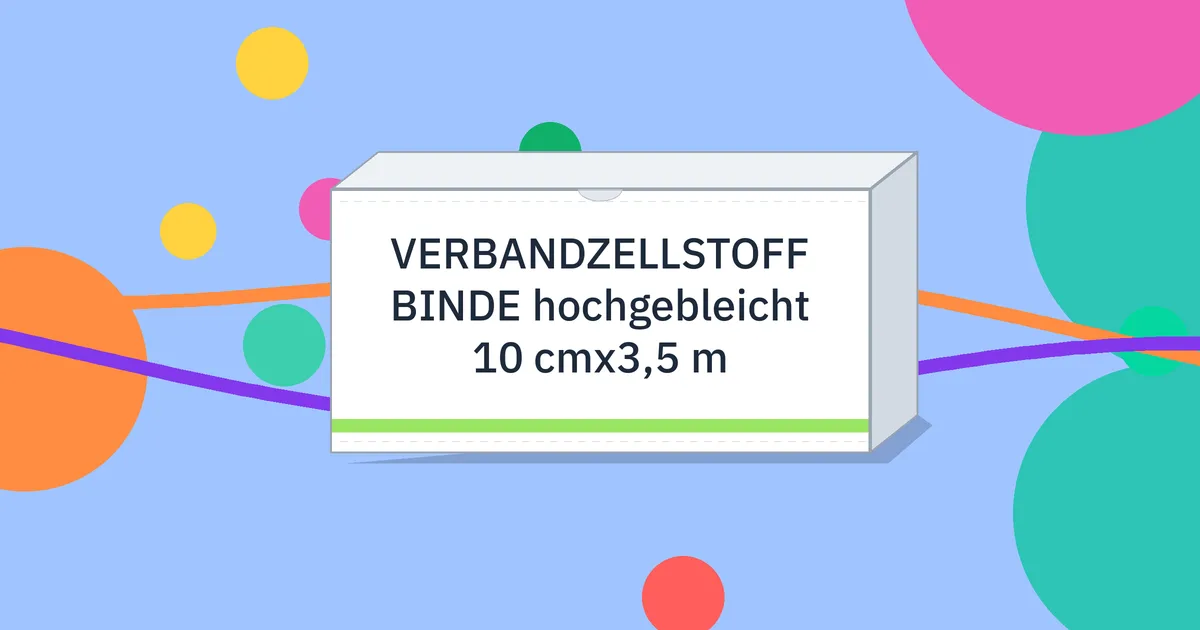 Symbolbild: Packung mit der Aufschrift VERBANDZELLSTOFF BINDE hochgebleicht 10 cmx3,5 m (PZN 04045867) – Verfügbarkeit und Bezug in Apotheken in Frankfurt am Main