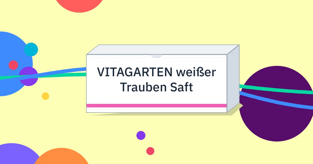 Symbolbild: Packung mit der Aufschrift VITAGARTEN weißer Trauben Saft (PZN 07221997) – Verfügbarkeit und Bezug in Apotheken in Frankfurt am Main