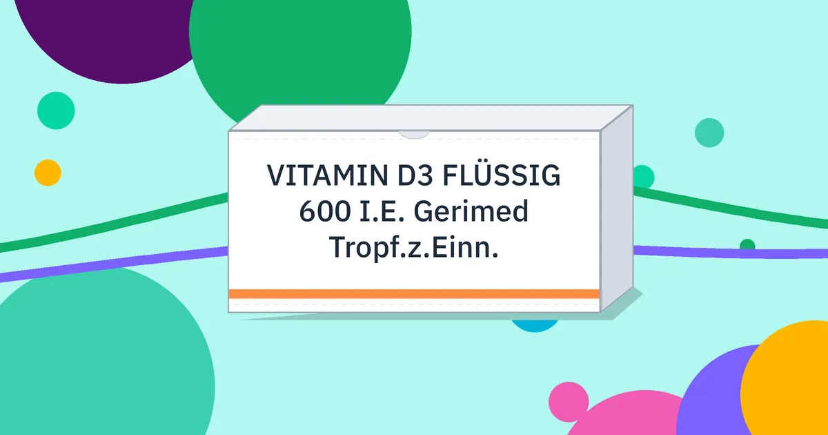 Symbolbild: Packung mit der Aufschrift VITAMIN D3 FLÜSSIG 600 I.E. Gerimed Tropf.z.Einn. (PZN 16568257) – Verfügbarkeit und Bezug in Apotheken in Frankfurt am Main