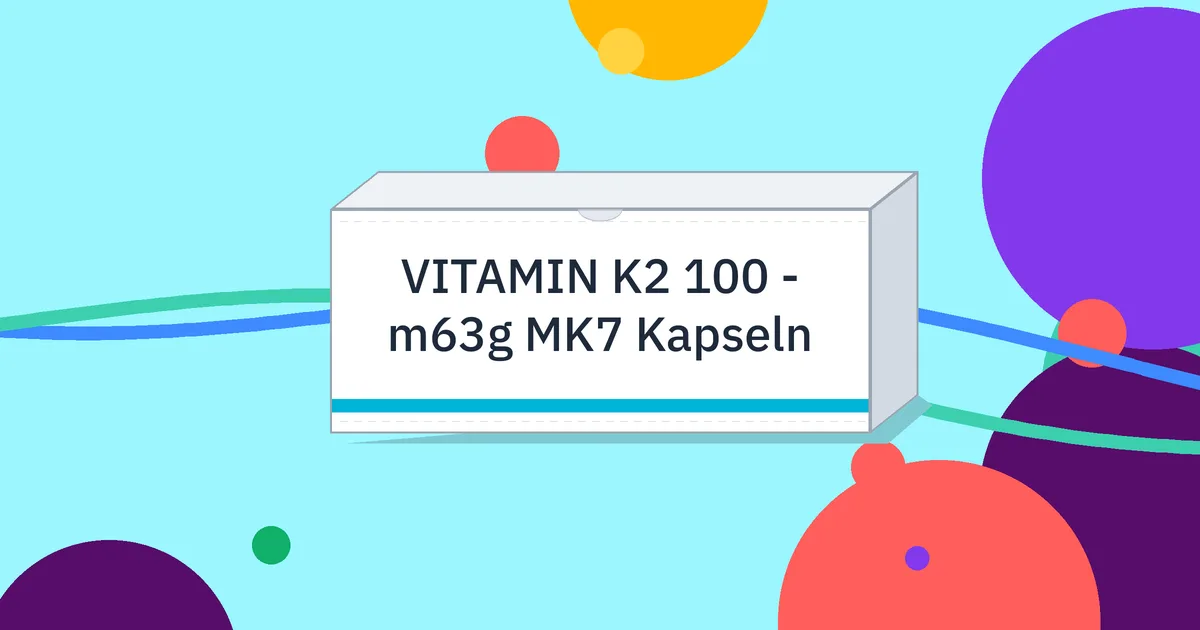 Symbolbild: Packung mit der Aufschrift VITAMIN K2 100 -m63g MK7 Kapseln (PZN 11169452) – Verfügbarkeit und Bezug in Apotheken in Frankfurt am Main