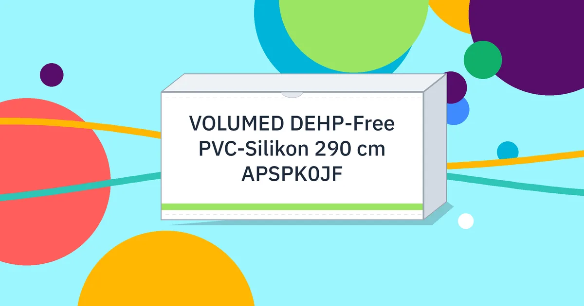 Symbolbild: Packung mit der Aufschrift VOLUMED DEHP-Free PVC-Silikon 290 cm APSPK0JF (PZN 13475035) – Verfügbarkeit und Bezug in Apotheken in Frankfurt am Main