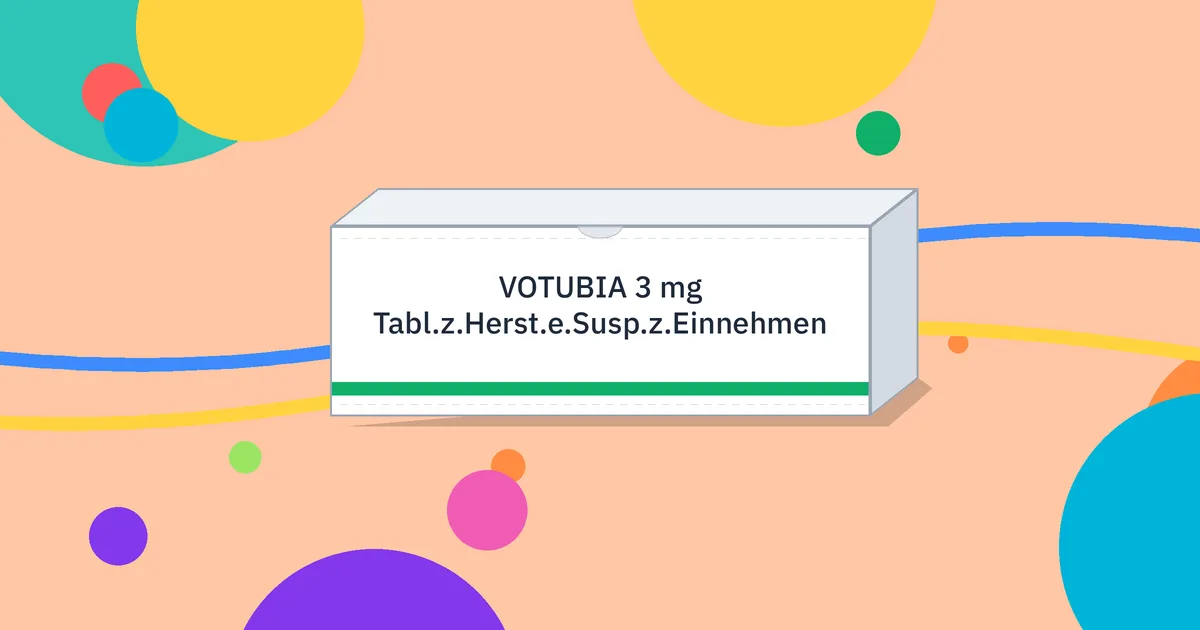 Symbolbild: Packung mit der Aufschrift VOTUBIA 3 mg Tabl.z.Herst.e.Susp.z.Einnehmen (PZN 19956540) – Verfügbarkeit und Bezug in Apotheken in Frankfurt am Main