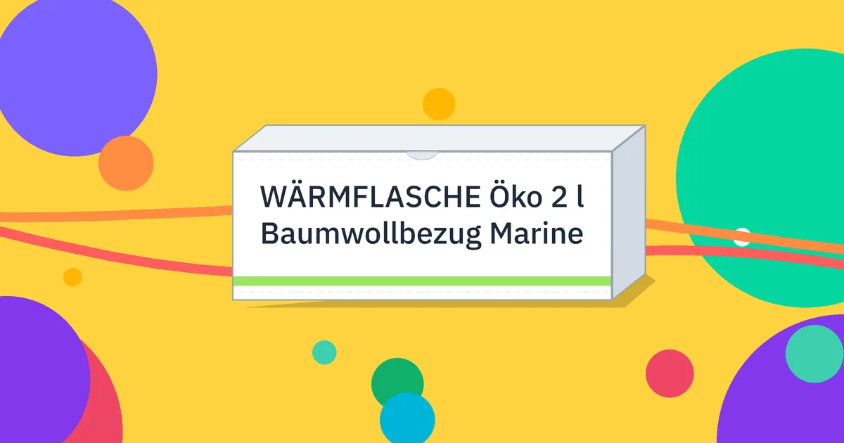 Symbolbild: Packung mit der Aufschrift WÄRMFLASCHE Öko 2 l Baumwollbezug Marine (PZN 16791185) – Verfügbarkeit und Bezug in Apotheken in Frankfurt am Main