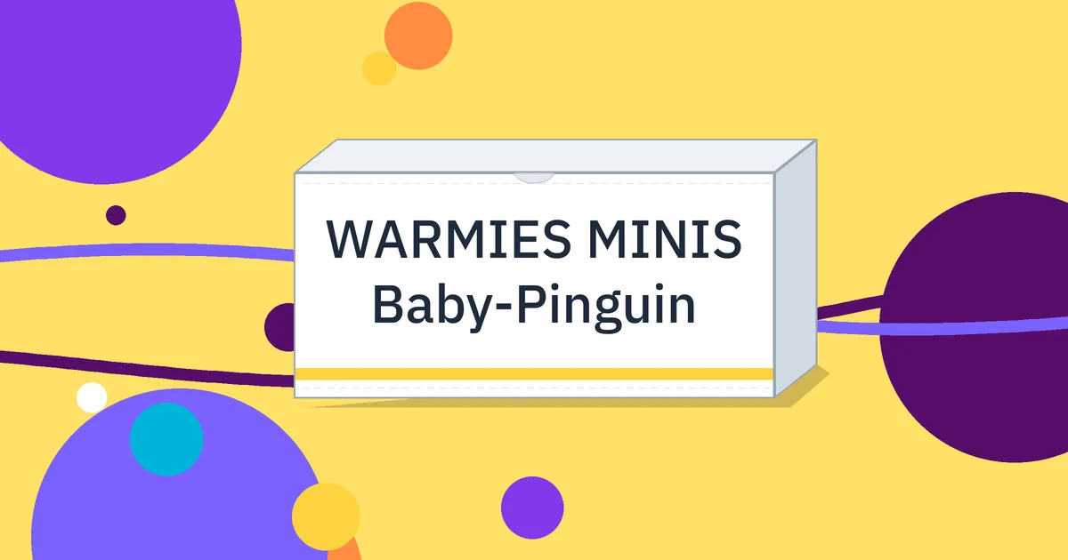 Symbolbild: Packung mit der Aufschrift WARMIES MINIS Baby-Pinguin (PZN 14170332) – Verfügbarkeit und Bezug in Apotheken in Frankfurt am Main