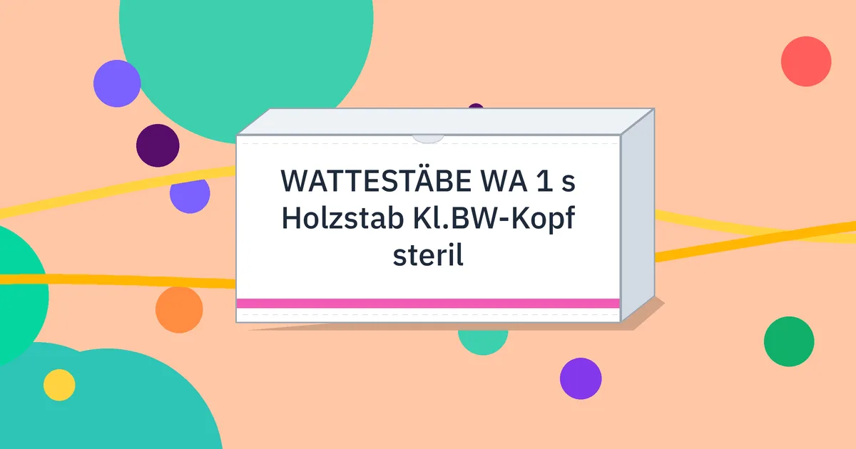 Symbolbild: Packung mit der Aufschrift WATTESTÄBE WA 1 s Holzstab Kl.BW-Kopf steril (PZN 06141581) – Verfügbarkeit und Bezug in Apotheken in Frankfurt am Main