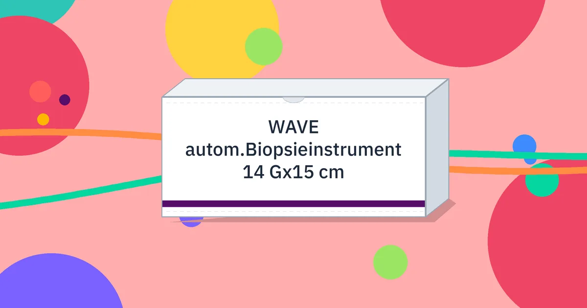Symbolbild: Packung mit der Aufschrift WAVE autom.Biopsieinstrument 14 Gx15 cm (PZN 19529306) – Verfügbarkeit und Bezug in Apotheken in Frankfurt am Main