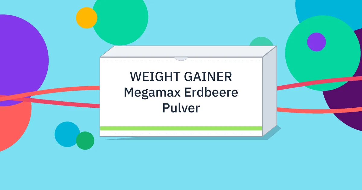 Symbolbild: Packung mit der Aufschrift WEIGHT GAINER Megamax Erdbeere Pulver (PZN 07346032) – Verfügbarkeit und Bezug in Apotheken in Frankfurt am Main
